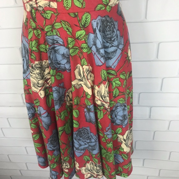 LuLaRoe | Dresses | New Lularoe Nicole Floral Red Blue Dress Fit Flare ...